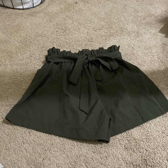 SHEIN | Shorts | Olivia Green Paper Bag Style Shirt | Poshmark